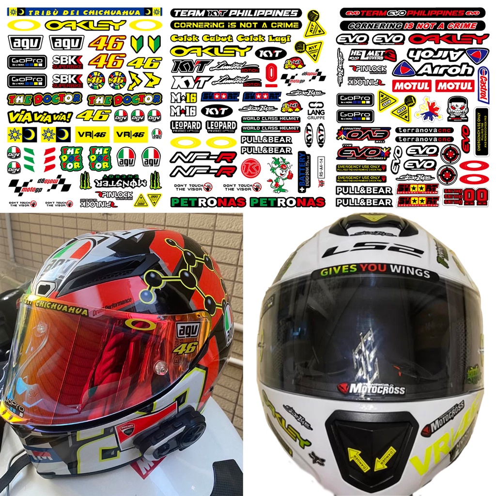 HELMET STICKER for KYT, EVO, HJC, SEC LS2,SPYDER AND NHK Reflective ...