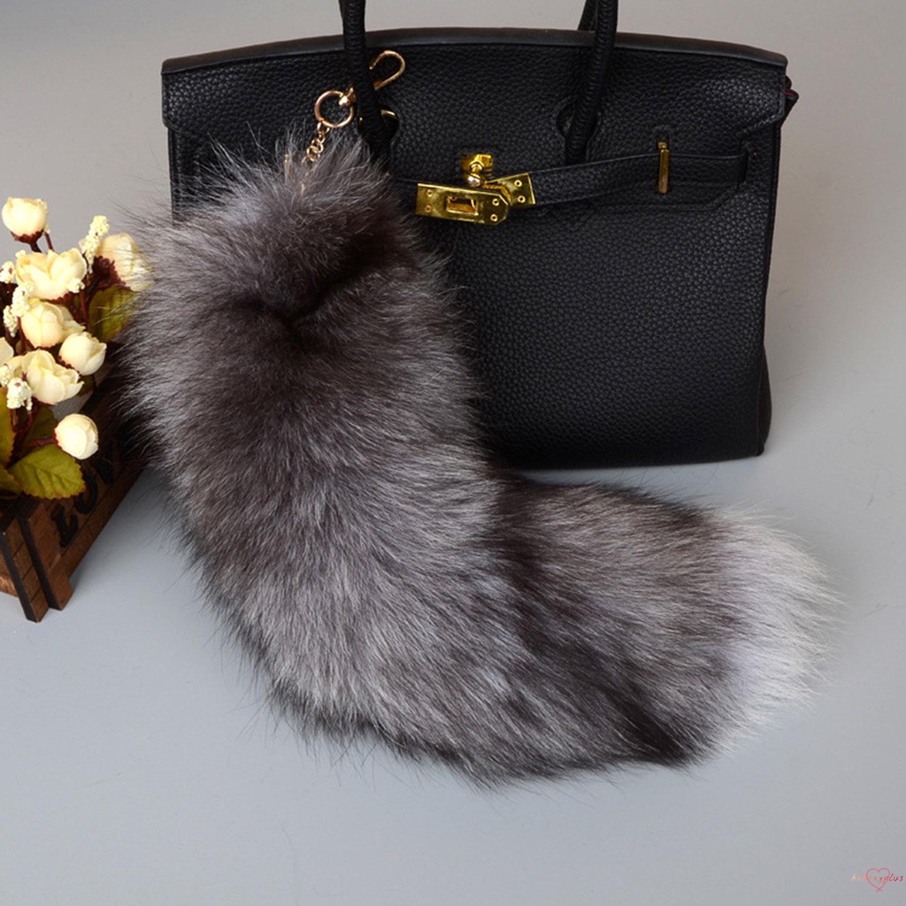 Fluffy Sunny Fox Tail Keychain Handbag Accessory Key Chain Ring Hook ...
