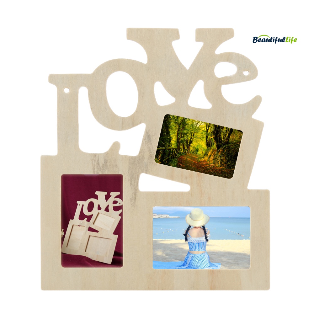 Beautifullife 3 in 1 White Hollow Love Wooden Family Picture Photo ...