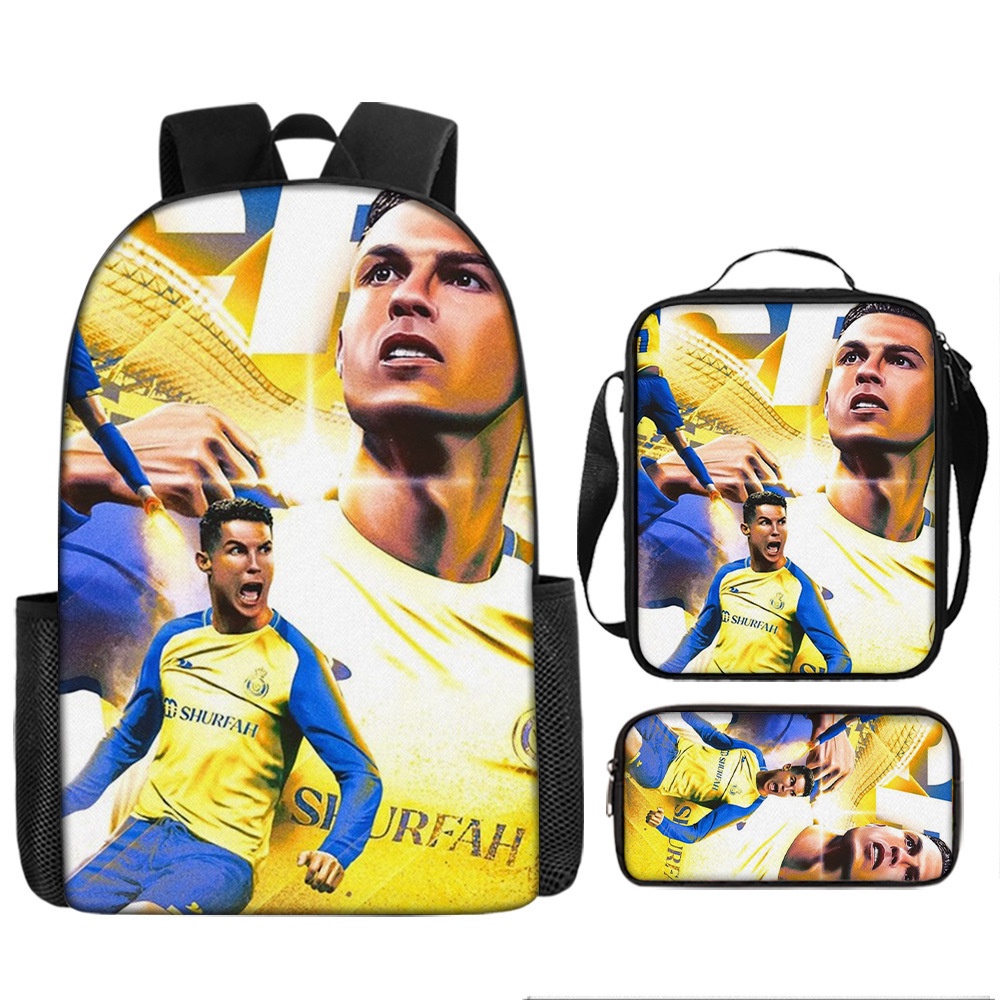 Three Piece Children's Backpack 3D Printing Cristiano Ronaldo School ...