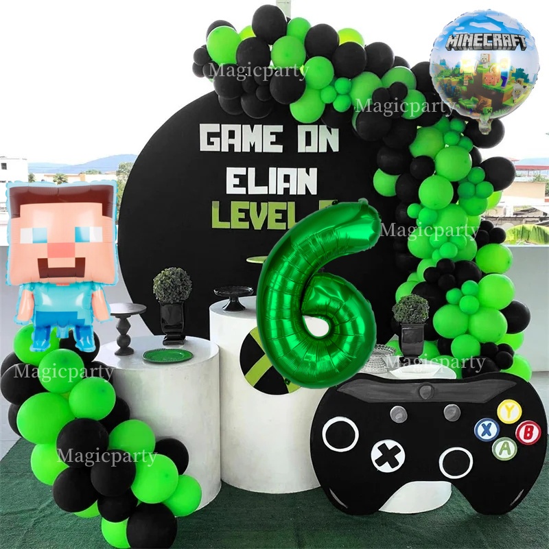 Minecraft Themed Balloons 18inch Roundball Steve 32inch 1-9th Foil ...