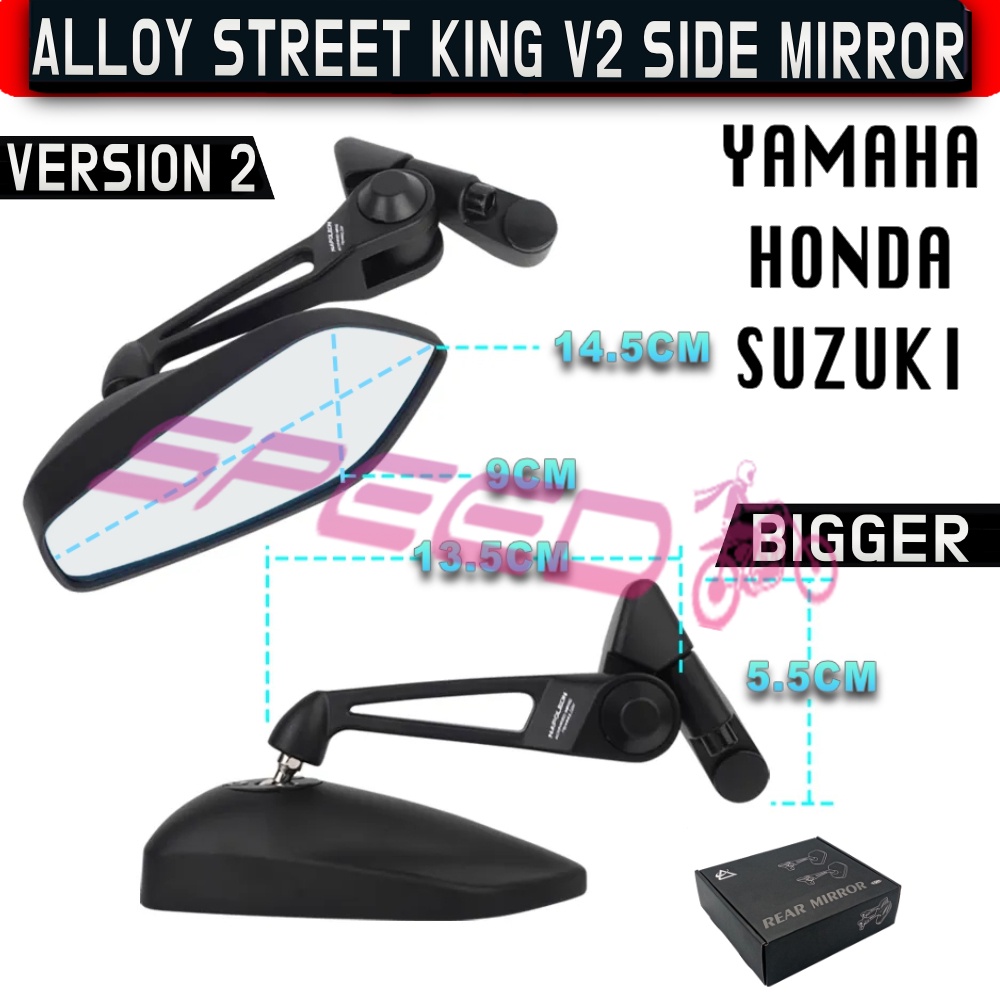 Street King V2&V1 Rearview Mirror Full Heavy Duty Alloy Side Mirror ...