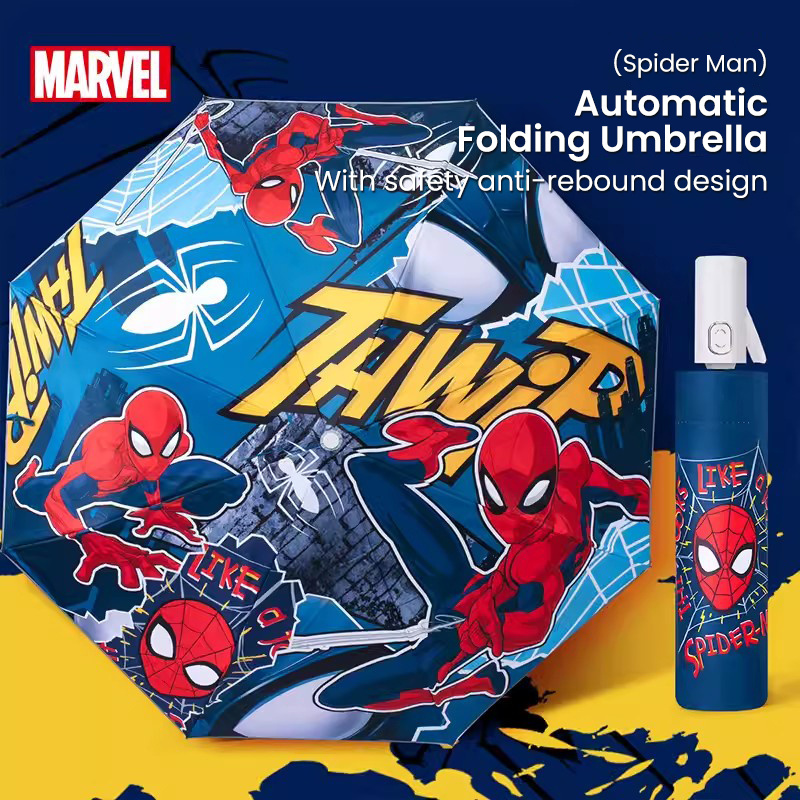 Disney Foldable Umberlla Kids Cartoon Spider Man Black Gel Sunscreen ...