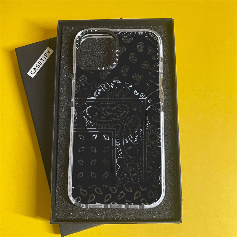 CASETiFY X Paisley Case - Black Magnetic suction Black&White Edge Clear ...
