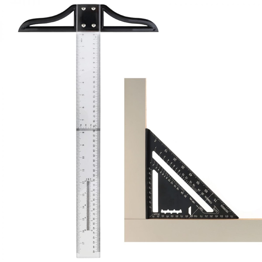 Metric & Imperial Scales Aluminum Alloy Angle Triangle Ruler for ...