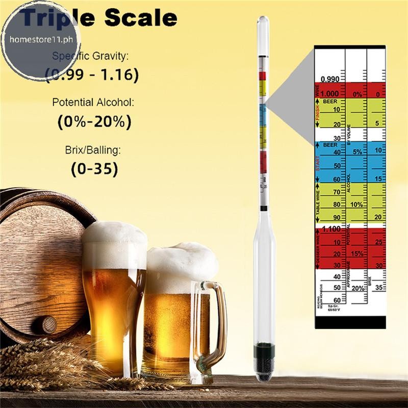 homestore11 1/2Pcs Triple Scale Hydrometer For Home Brew Wine Beer ...