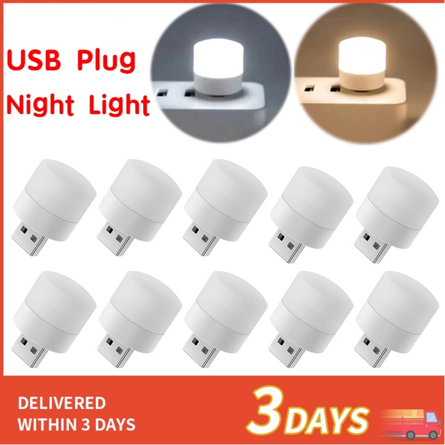 Mini LED Night Light USB Plug Lamp Eye Protection Reading Book Light Computer Mobile Power ...