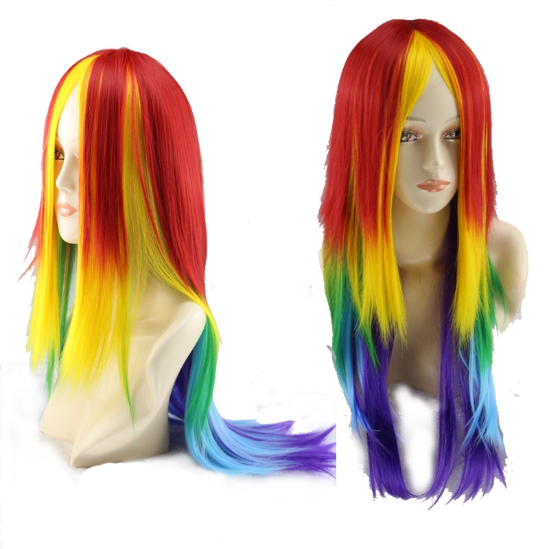 European American Anime Wig COS Mid-Length Long Straight Harajuku ...
