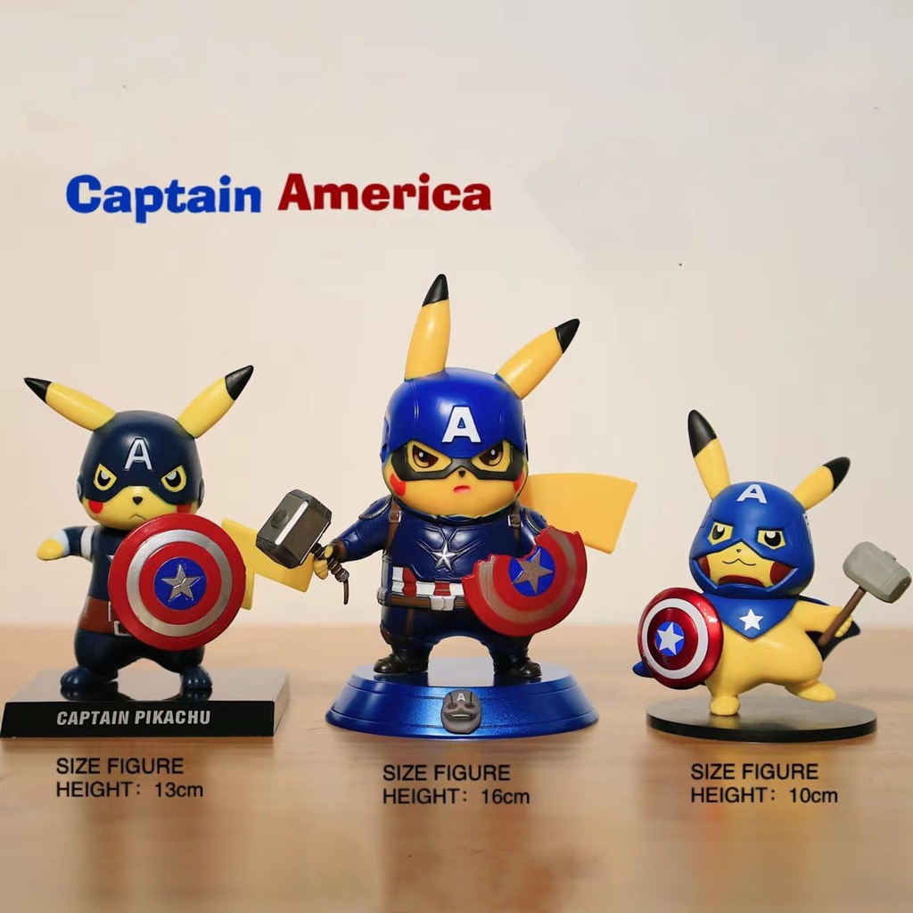 Marvel Avengers Pikachu cos Captain America Iron Man Pokémon Figure ...