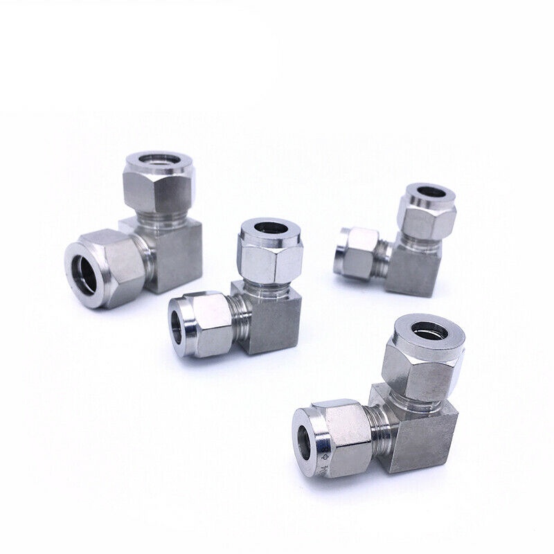 SS 304 Double Ferrule Compression Fitting Union Elbow Connector For Tube OD 6 8 10 12mm 1/4" 3/8 ...
