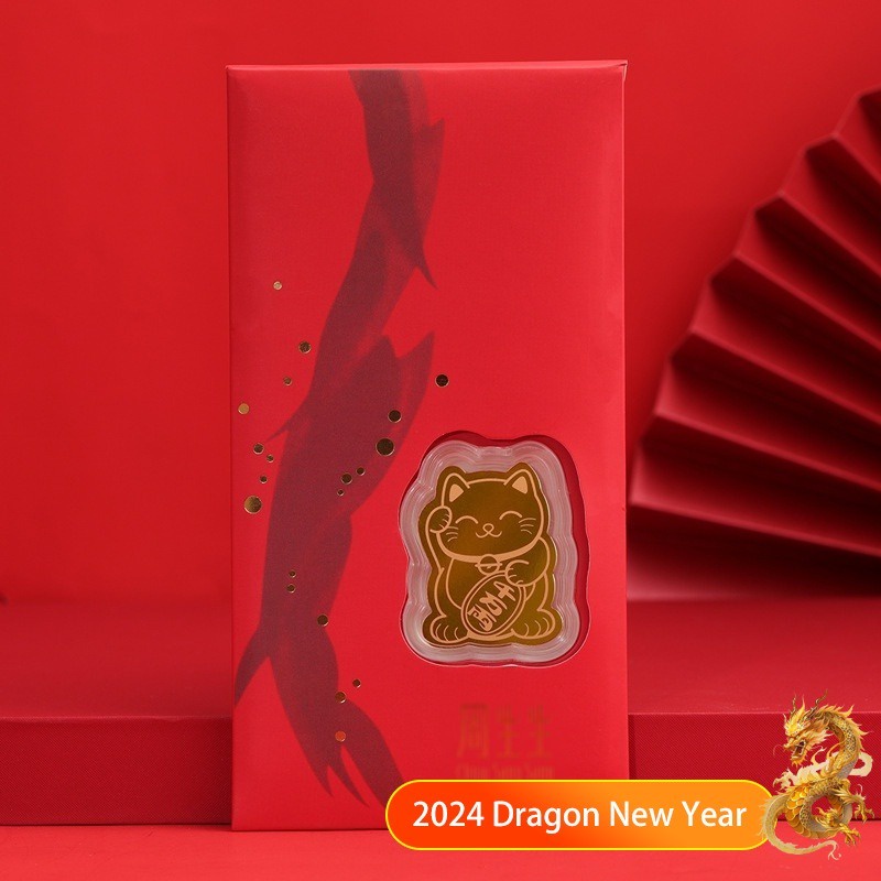 2024 Lucky Cat Ampao New Year Dragon Gold Foil Red Envelope Gold Foil ...