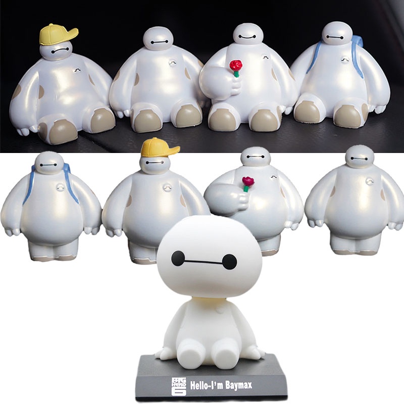 Shaking Head Big Hero 6 Baymax Cute Version 4 Pcs Baymax Action Figure ...
