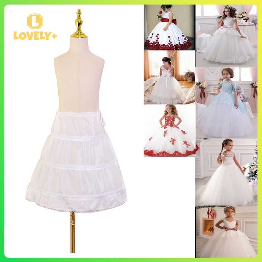 3 Hoop 2 Layer Flower Girls Petticoat Kids Dress Princess Crinoline ...