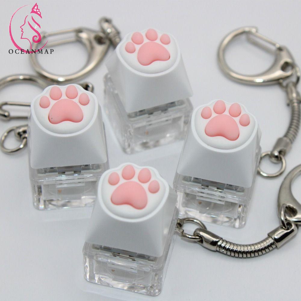 OCEANMAP Cat Paws Corgi Buttock Keycap, LED Silicone Pink Cat Claw ...
