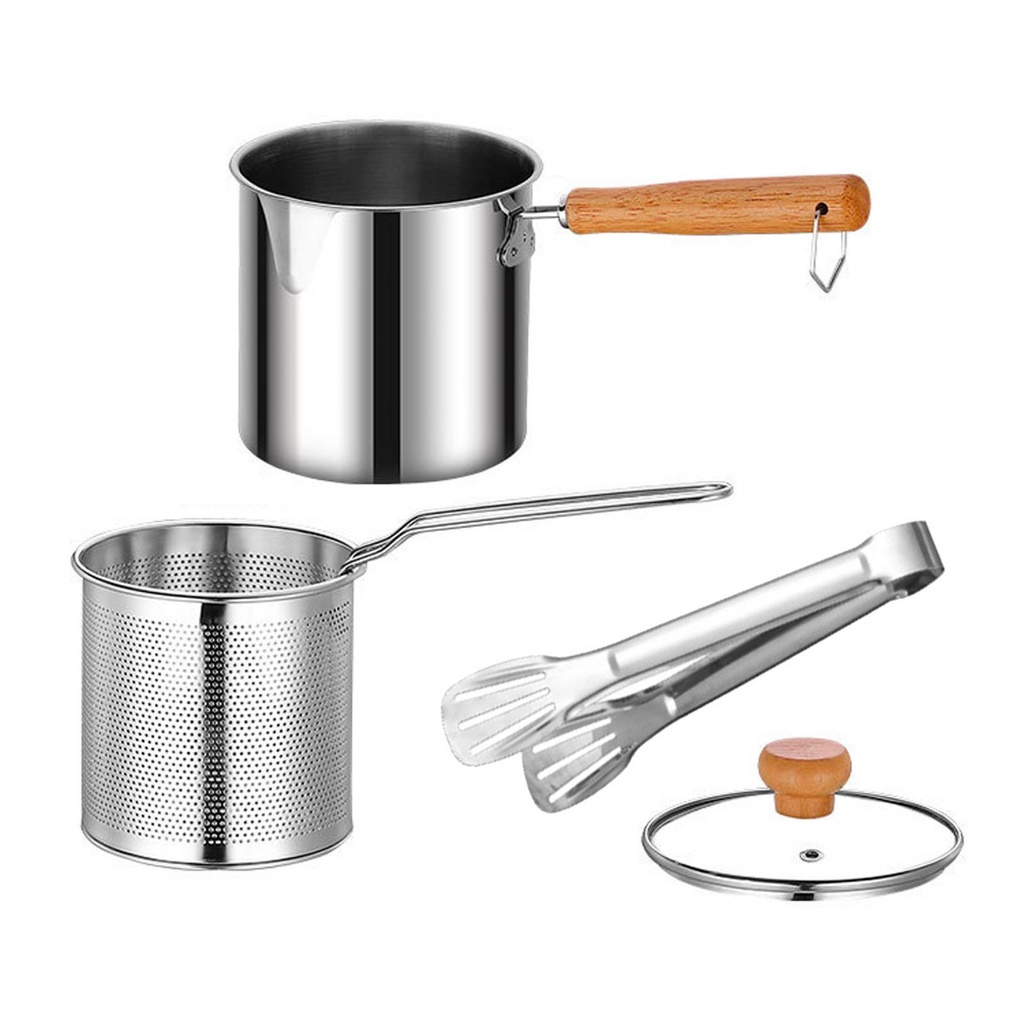Stainless Steel Deep Fryer Pot Frying Basket Milk Warmer Pot with ...