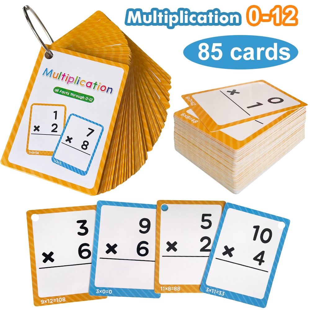 99 Multiplication Math Flash Card Educational 0-12 Arithmetic Counting ...