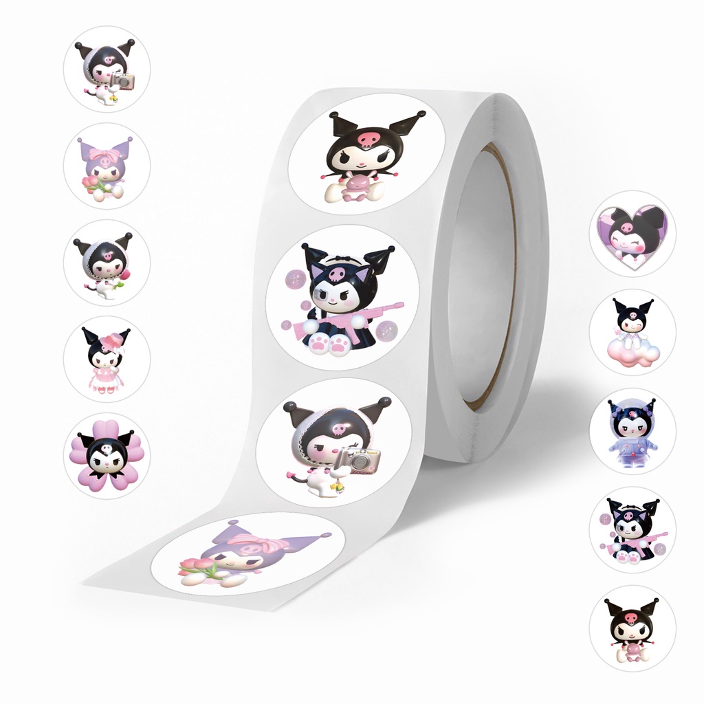 500 pcs 10 images Kuromi Cartoon Stickers Roll/Stickers Tape | Shopee ...