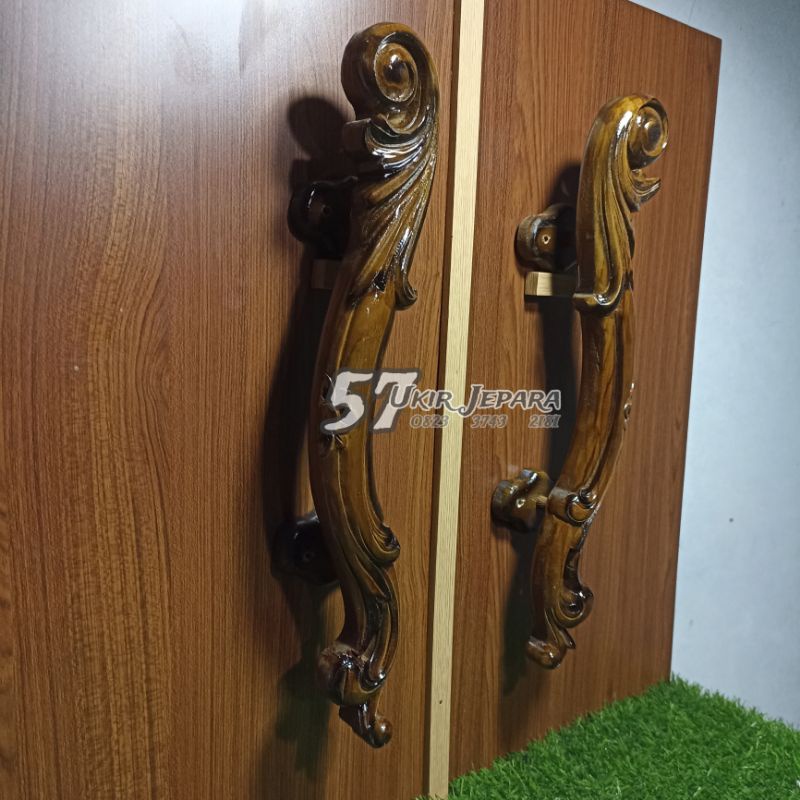 KAYU (Curved 46) Handle pulls for house doors made of full teak wood ...