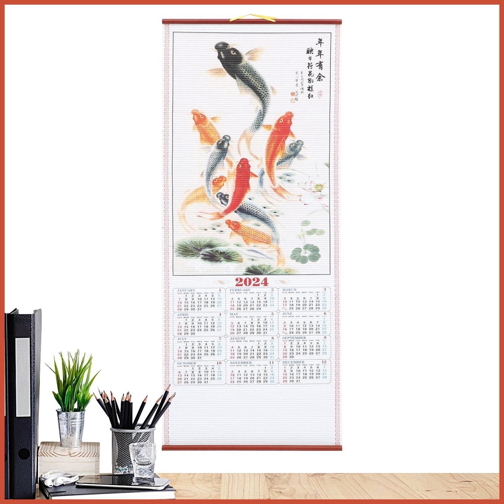 Chinese Calendar 2024 Year Of The Dragon Wall Scroll Calendar Chinese ...