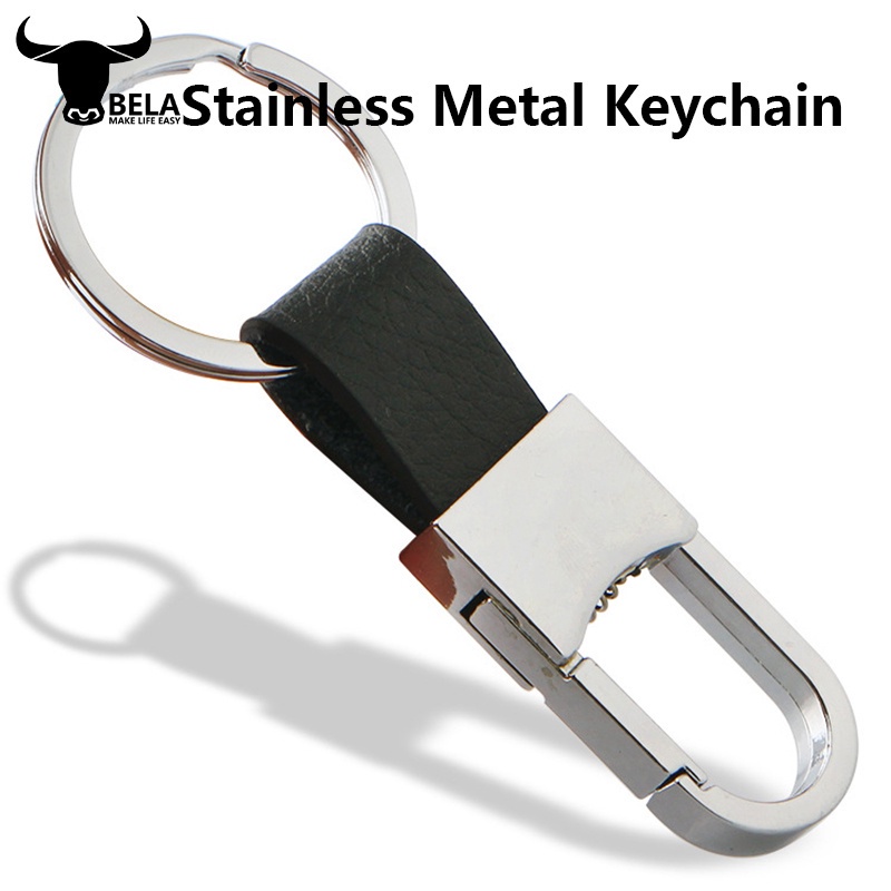BELA Metal Leather Keychain Stainless Steel Key Holder for Men | Shopee ...