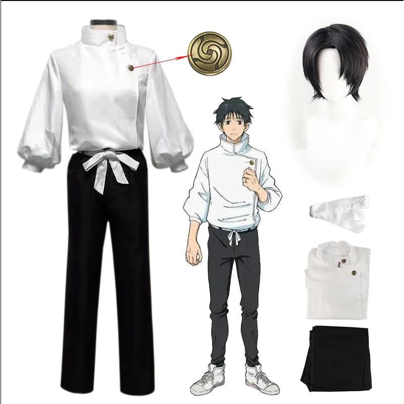 Jujutsu Jjk Manga Anime Yuta Okkotsu Cosplay Costume Wig Jacket Pants Uniform Rose Net Synthetic