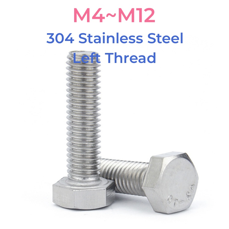 304 Stainless Steel Left Thread External Hexagon Head Screws M4 M5 M6 ...