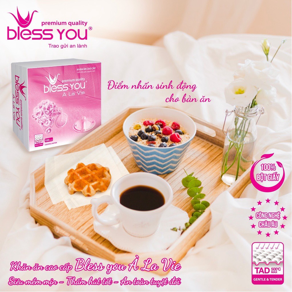 [Combo Of 10 Packs] With QR Code - Small Square Napkin 12cm x12cm BLESS ...