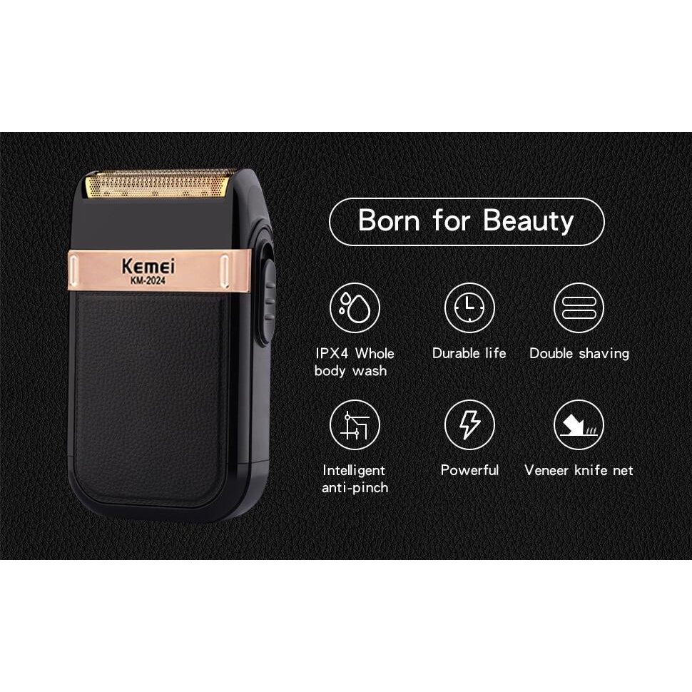 Kemei Men's Razor Wet and Dry Beard Trimmer Double Blade Electric Hair ...
