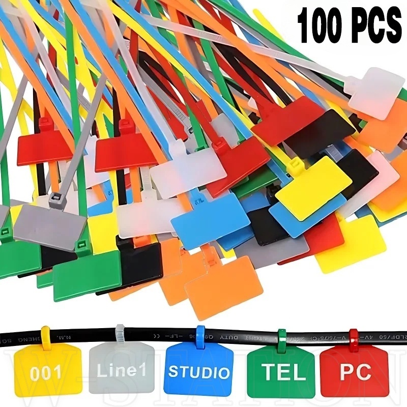 100 Pcs Label Cable Ties Fixed Cable Tie / Hole Mount Nylon Zip Ties ...