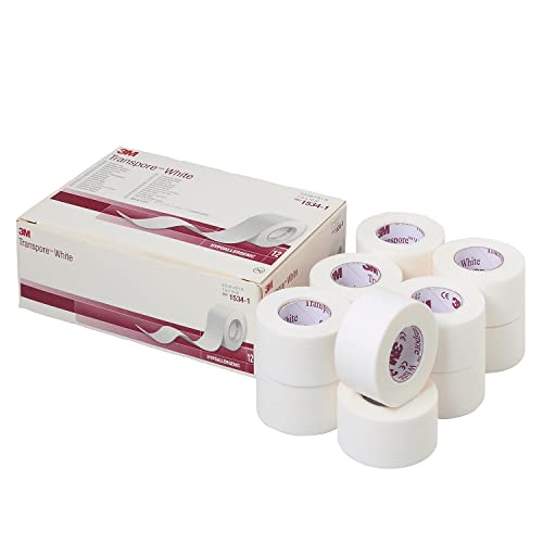 3M 1534-1 Transpore White Surgical Tape 25mm x 9.1m 12 rolls medical non-woven fabric ...