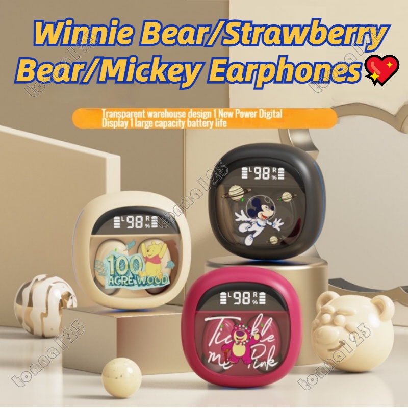 Cartoon Pooh Bear Disney Style Wireless Stereo Tws Earphone Mickey ...