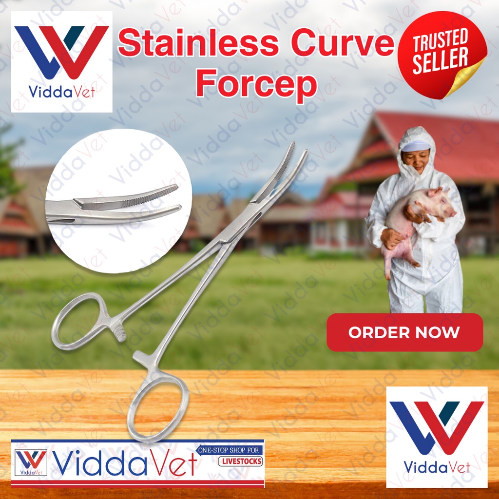 18 cm Forceps Stainless Curved Veterinary Hemostatic Animal 7.5 Fish ...