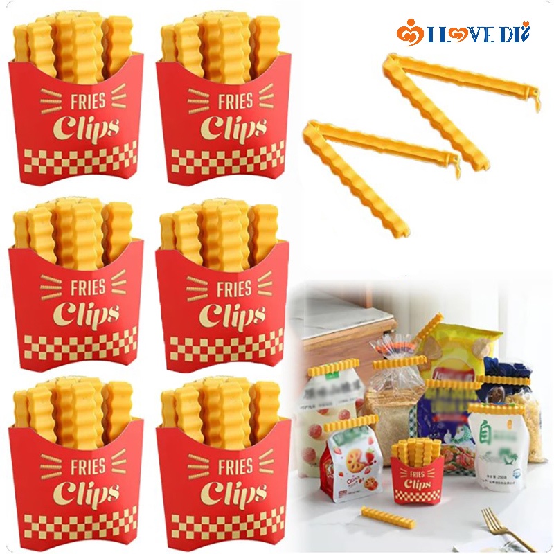 12 Pcs/ Kit Unique Plastic French Fries Styling Food Freshness Clip ...