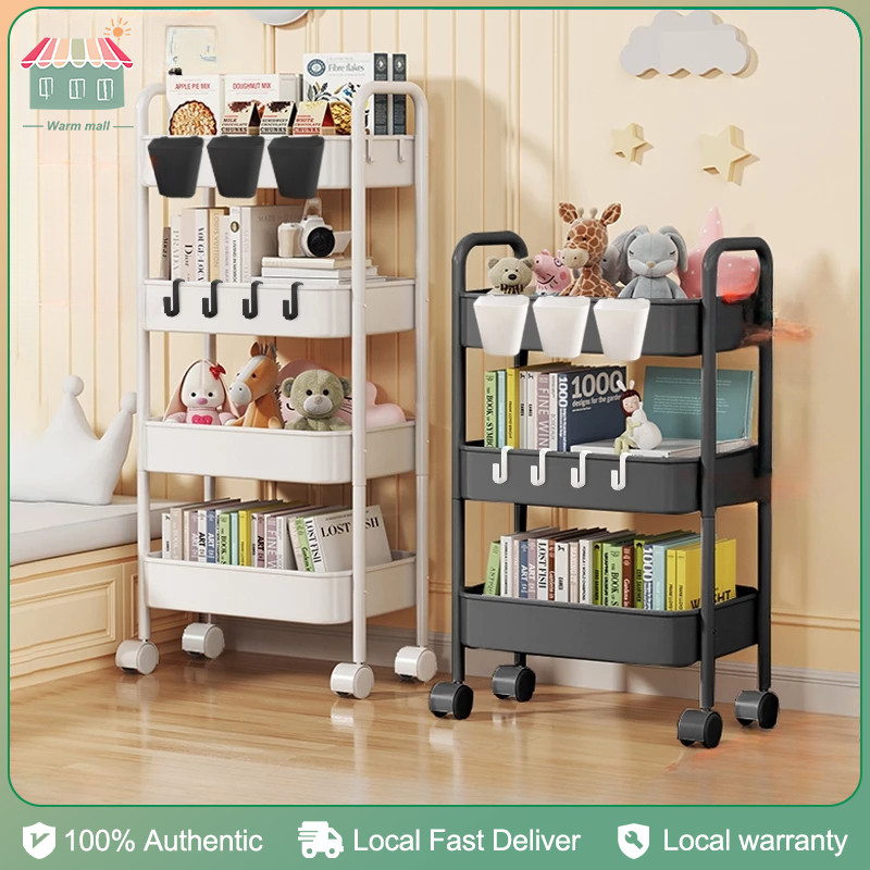Moving Rack Bathroom Organizer rack Kitchen Storage Shelf Wall Trolley ...