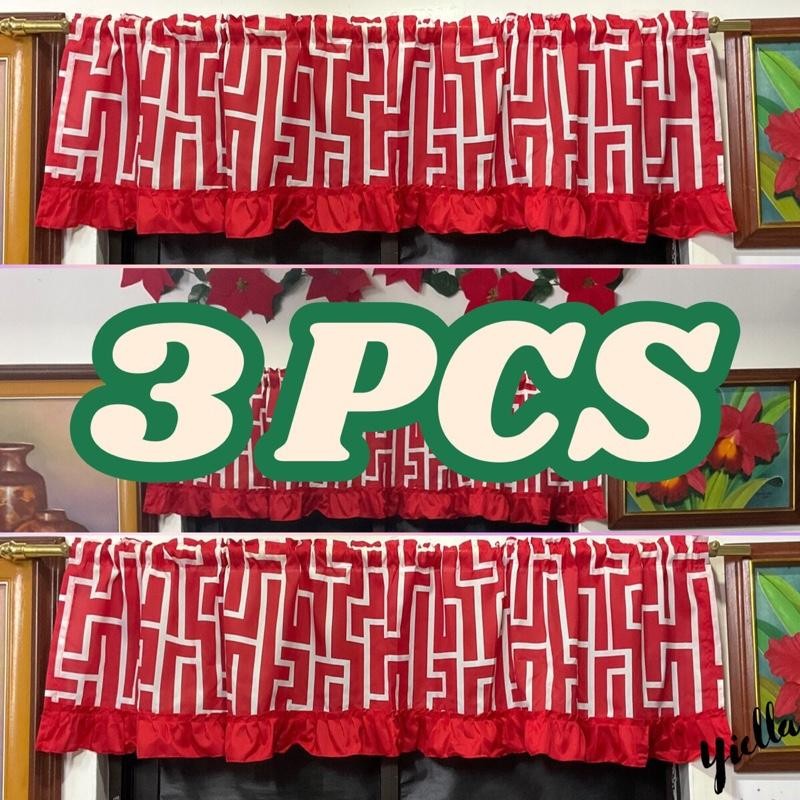 [3PCS] Valance Hanging Top Curtains ICON RED Design Feng Shui Year of ...