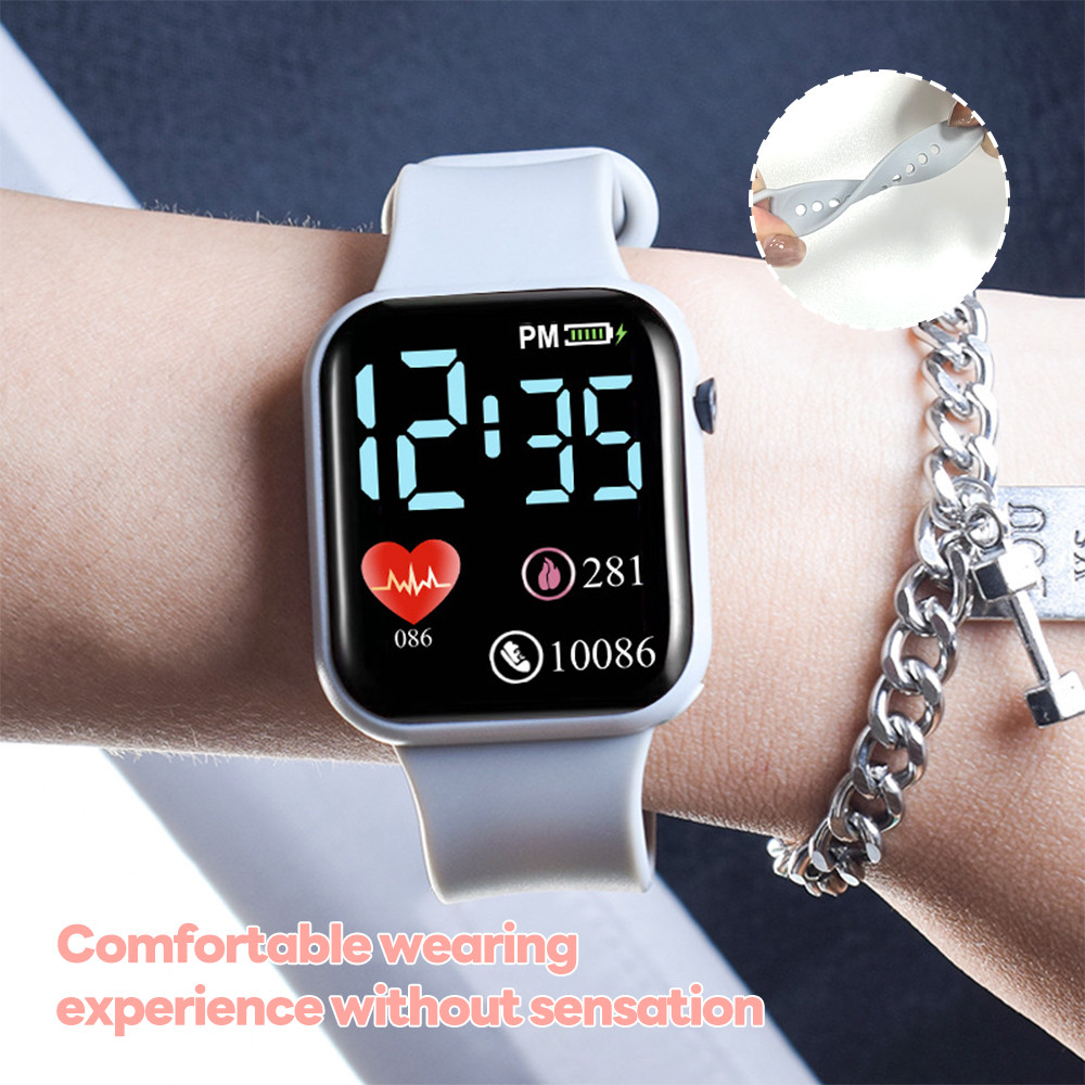 Kissdora Square Digital Watch Student Children Smart Watch For Kids ...