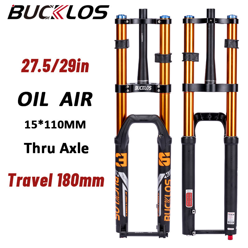 BUCKLOS Mountain Bike Boost Air Fork 15*110mm Dual Crown MTB Suspension ...