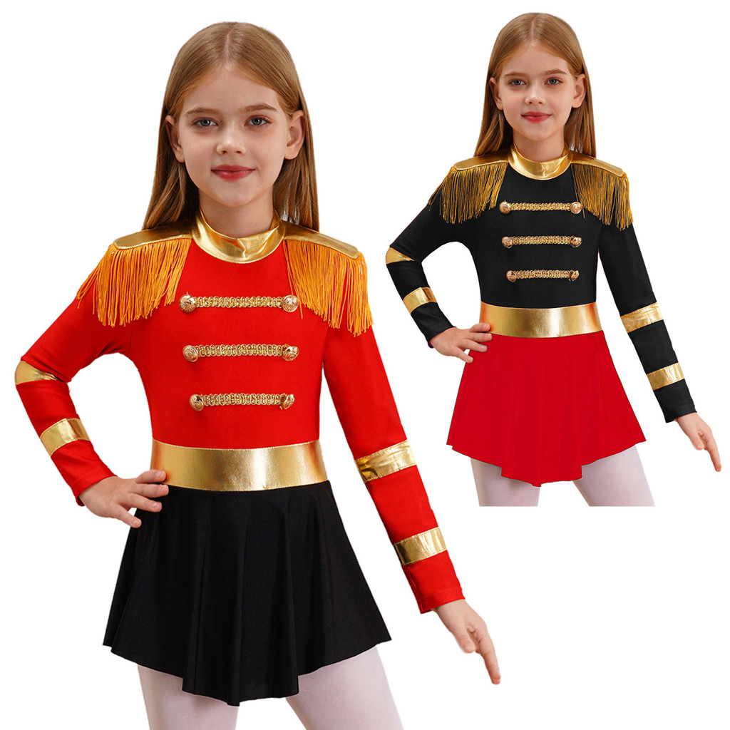 Kids Girls Halloween Circus Ringmaster Cosplay Costume Long Sleeve ...