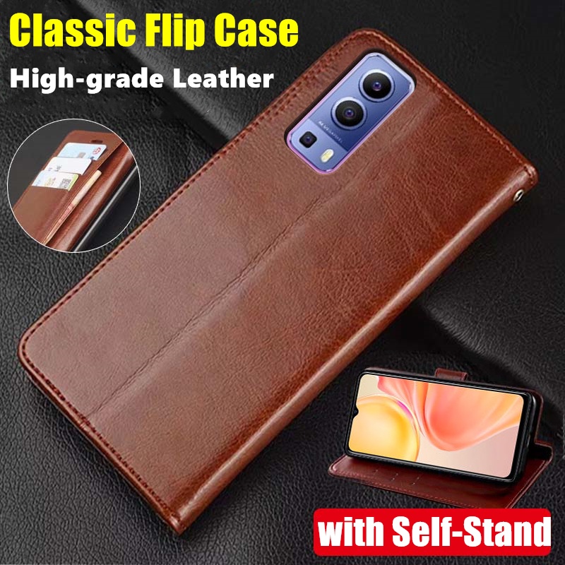 For Vivo Y72 Y52 5G V2041 V2053 Genuine Leather Case Vintage Wallet ...
