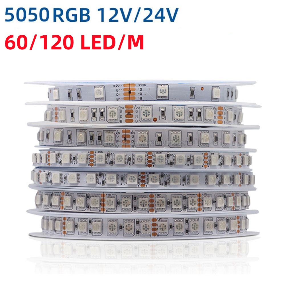 DC12V 24V Flexible RGB LED Strip Light 5050 SMD 60/120LEDs/M IP20 IP65 ...