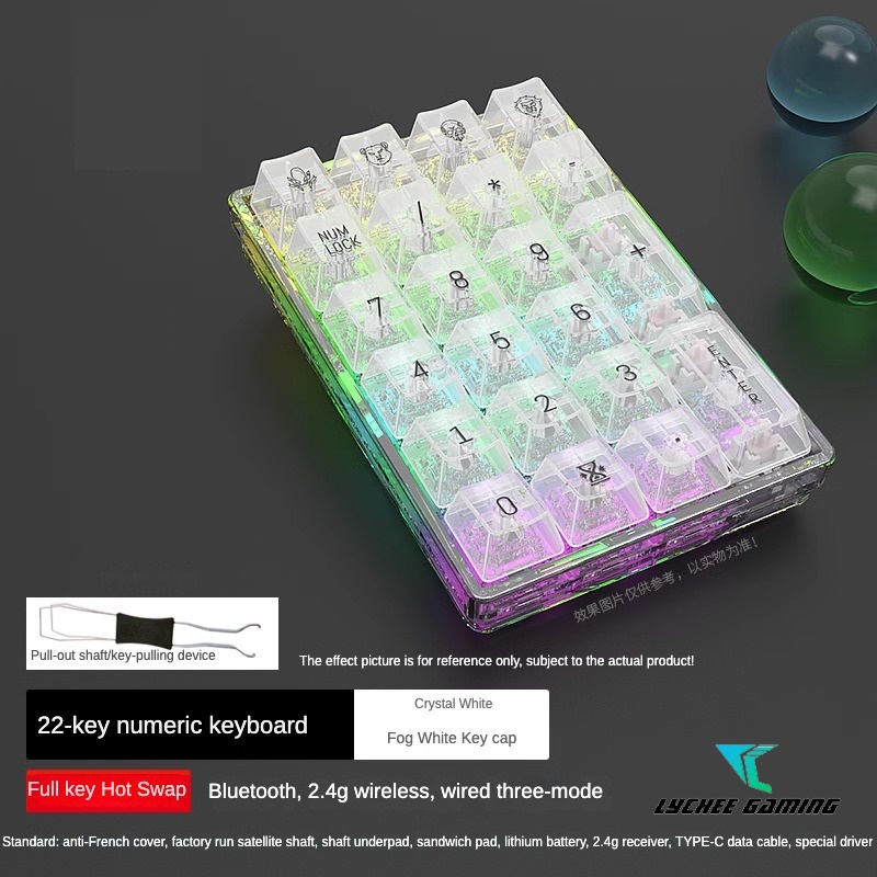 Lychee Gaming DK22 Mechanical Keyboard 3 mode connection RGB Bluetooth/wireless wired ...