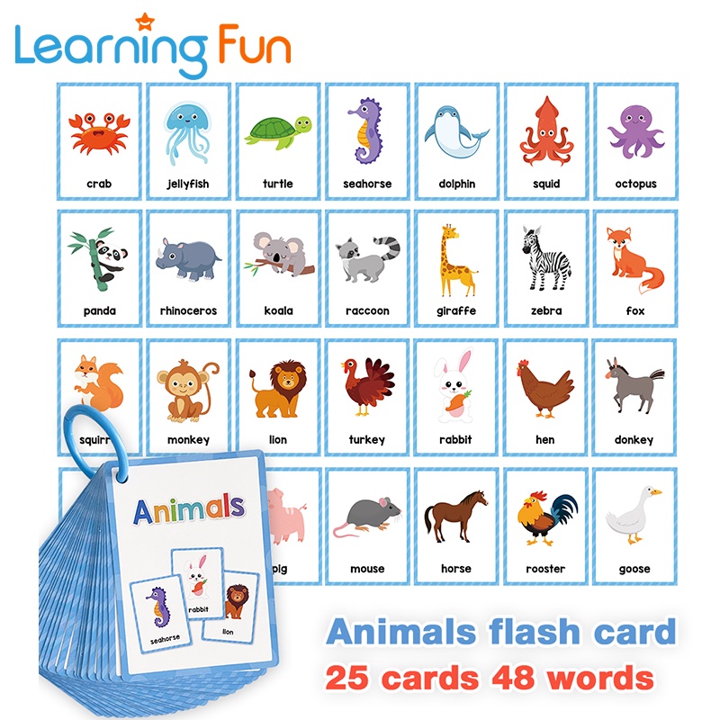 Animals Children's English Flashcards Education Cognitive Cards for ...