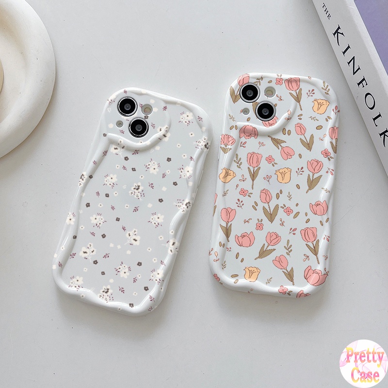 Soft Casing Cream Wavy Curved Edge Motif Pink Yellow White Little ...