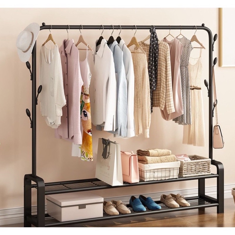 Clothes Rack New Model 2 Floor 1 u-Shaped Rack, Shoes Storage, Hat Hook ...