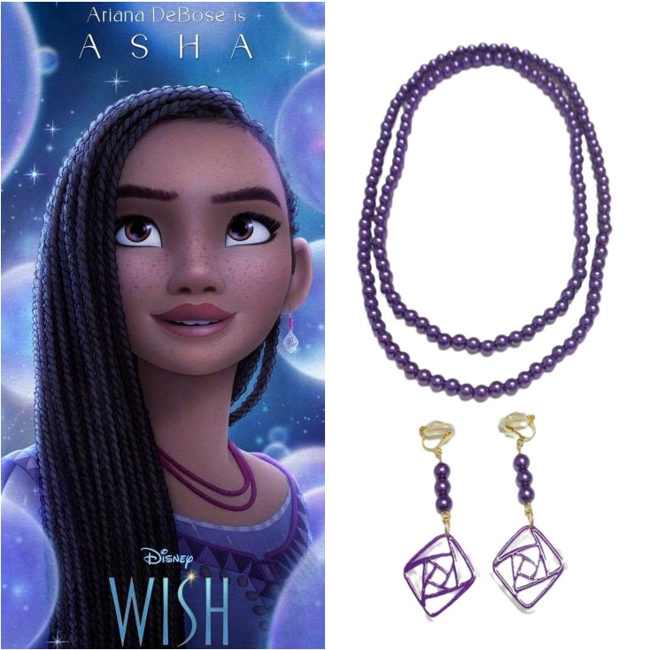 NEW Disney Movie Wish Princess Asha Purple Double Layer Necklace and ...
