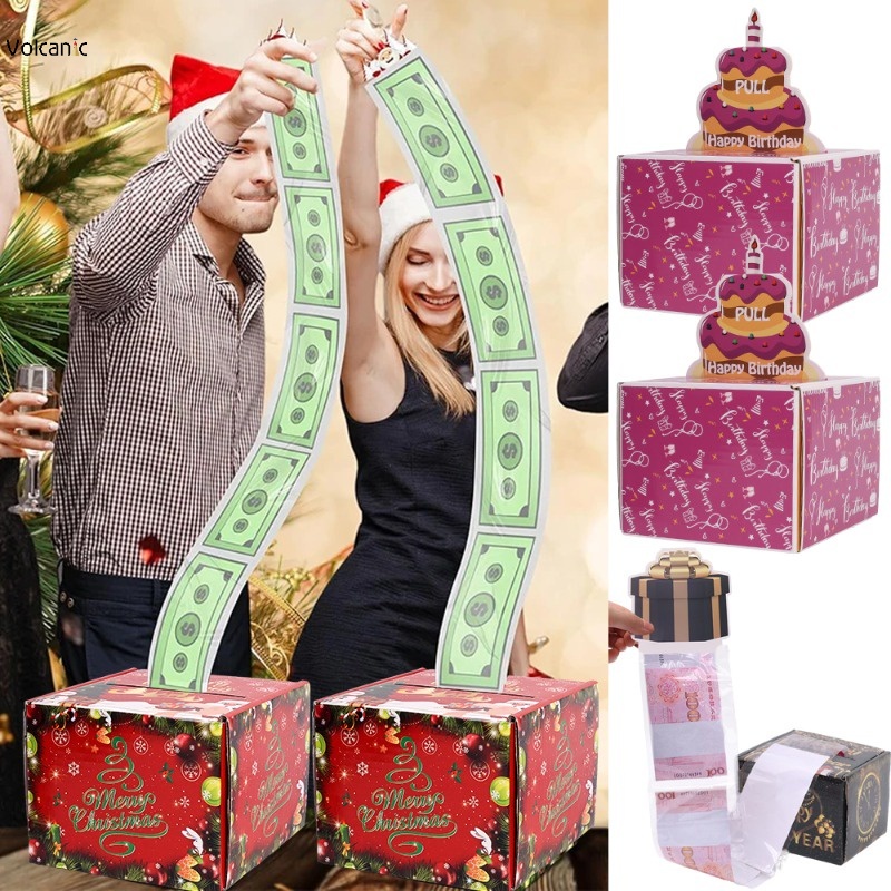 Exquisite Birthday Christmas Cash Pull Gift Box Money Pulling Boxes ...