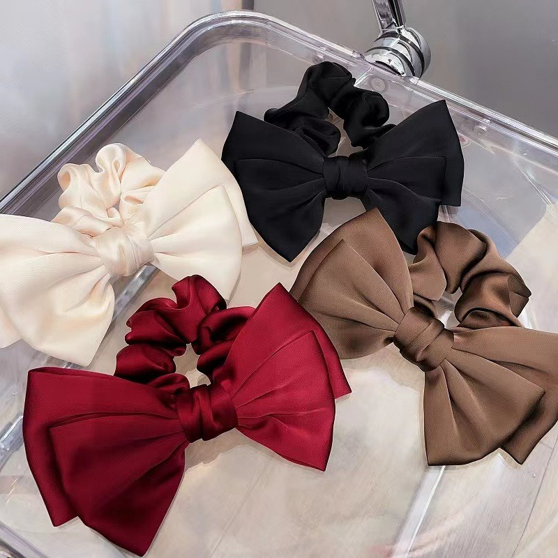 1Pcs Classic Large Bowknot Satin Hair Ties High Ponytail Hair Rope ...
