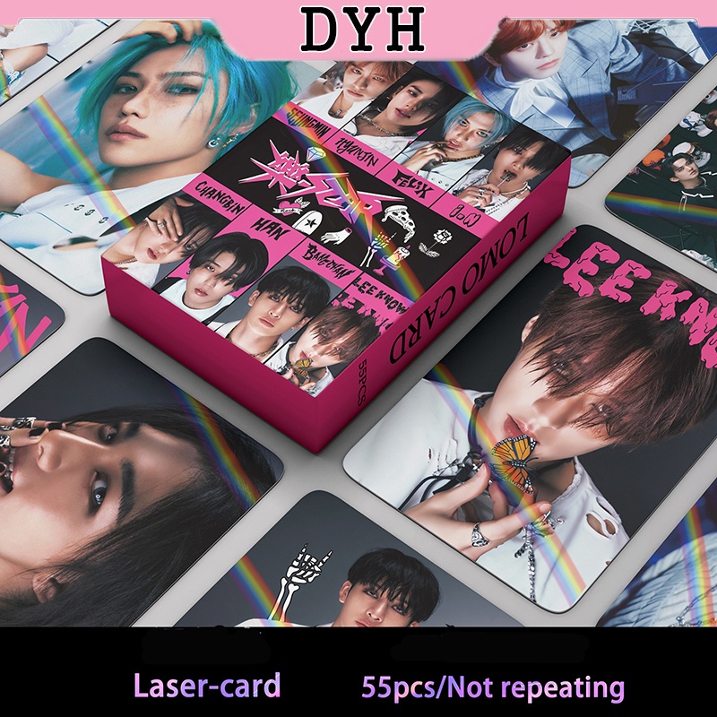 DYH 55pcs/box Stray Kids Laser Card 樂-STAR Photocards LOMO Card Album ...