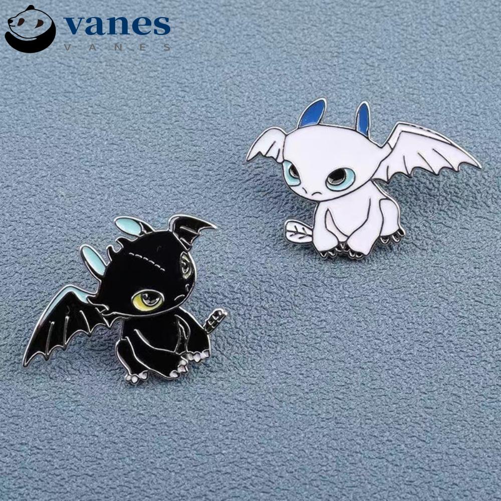 VANES Cartoon Toothless Dragon Keychain, Black & White Flying Dragon ...