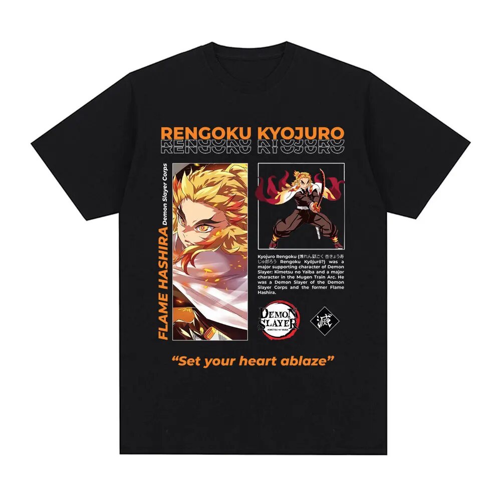 Anime Demon Slayer Rengoku Kyoujurou T Kimetsu No Yaiba Manga Tshirt ...